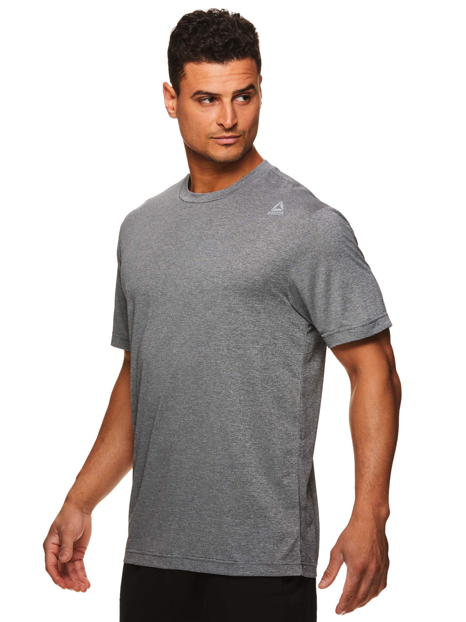 Reebok Men's Supersonic Crewneck Workout T-Shirt Designed with Performance Material - Sprint Charcoal Heather Grey, X-Large