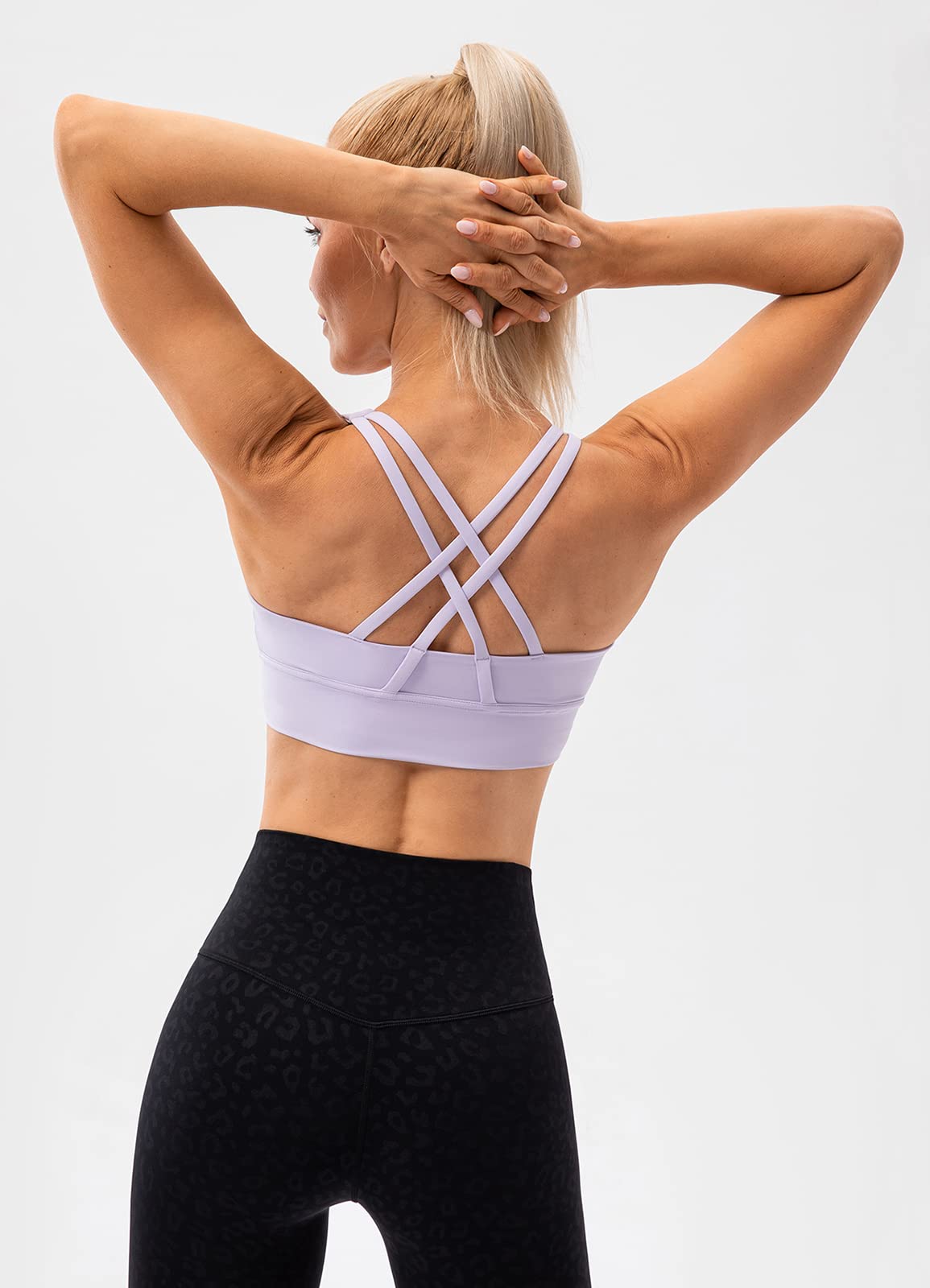 Ukaste Women's Studio Essential Crisscross Strappy Sports Bra Medium Support Workout Bras for Women (Blue Gray, 6)