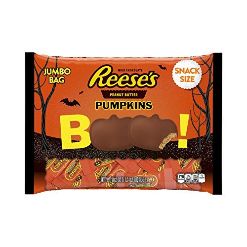 REESE'S Peanut Butter Halloween Pumpkin, Milk Chocolate Covered Peanut Butter Pumpkin Shaped Candy in Halloween Packaging, 19.2 Ounce Bag