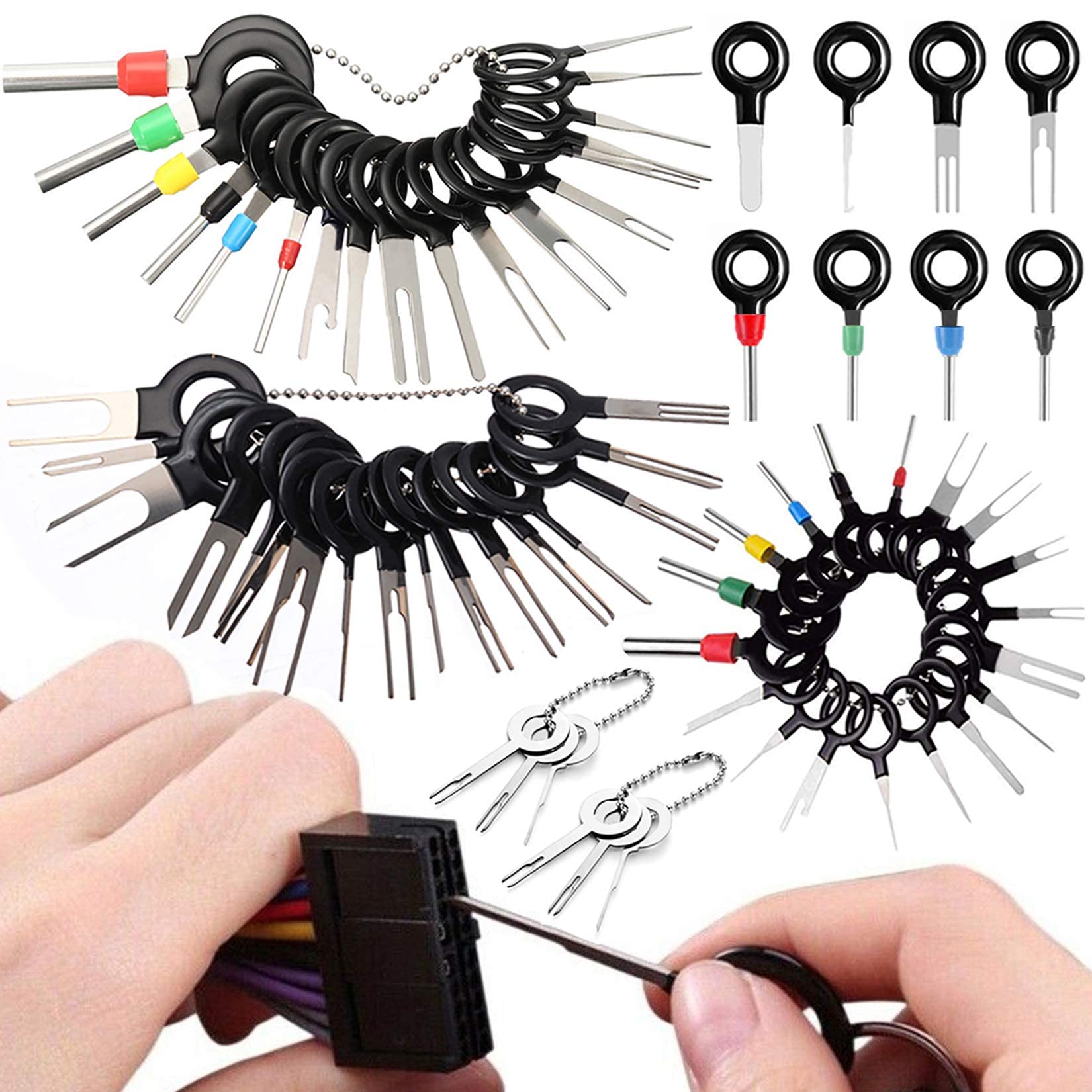Vignee 60pcs Terminal Removal Tool kit,Pins Terminals Puller Repair Tools for Car Pin Extractor Electrical Wiring Crimp Connectors,Key Extractor Depinning Tool Set