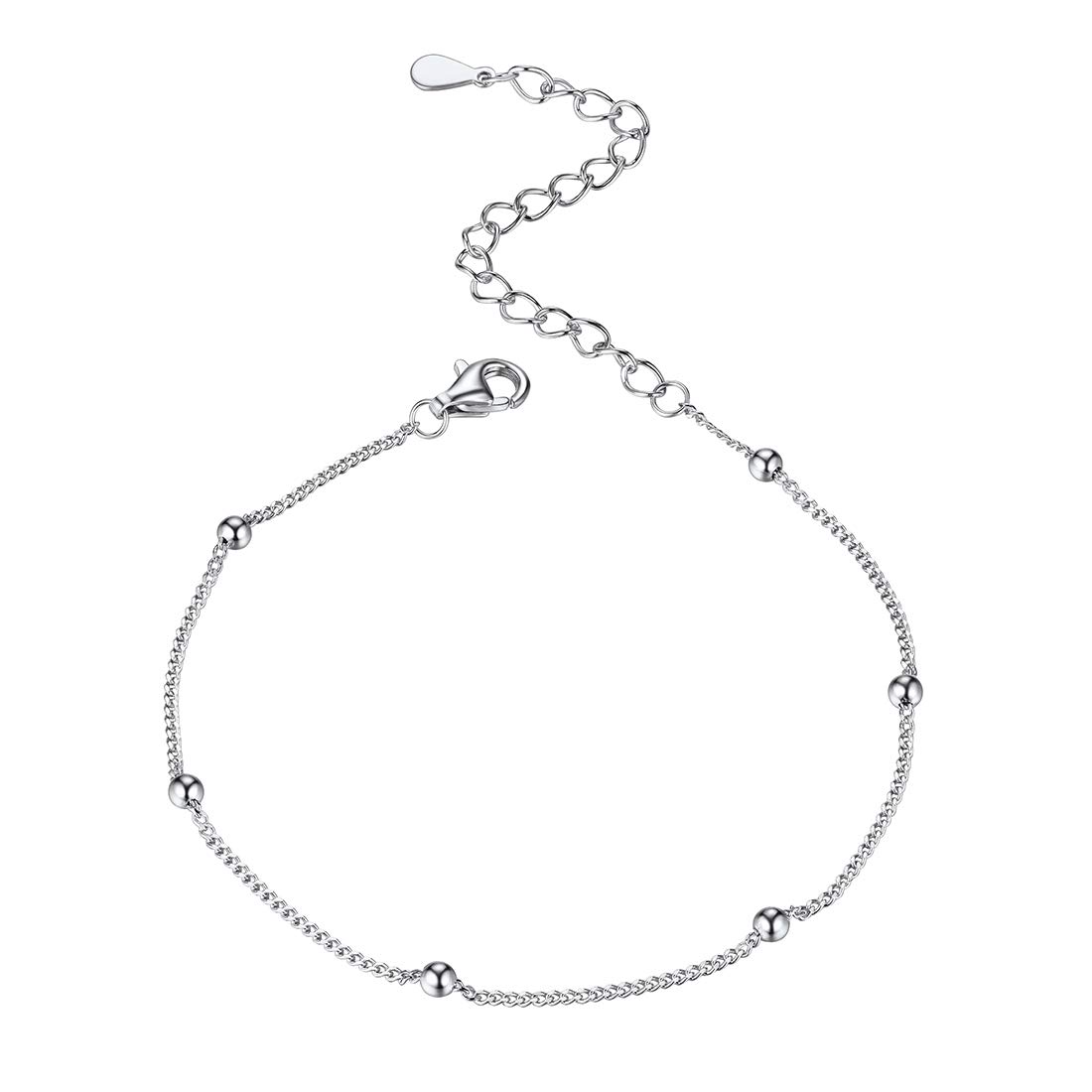 Silver Dainty Bead Chain Bracelet for Women, Hypoallergenic Sterling Silver Cute Delicate Tiny Satellite Chain Link Bracelet Minimalist Jewelry Gift for Best Friendfriend Mom
