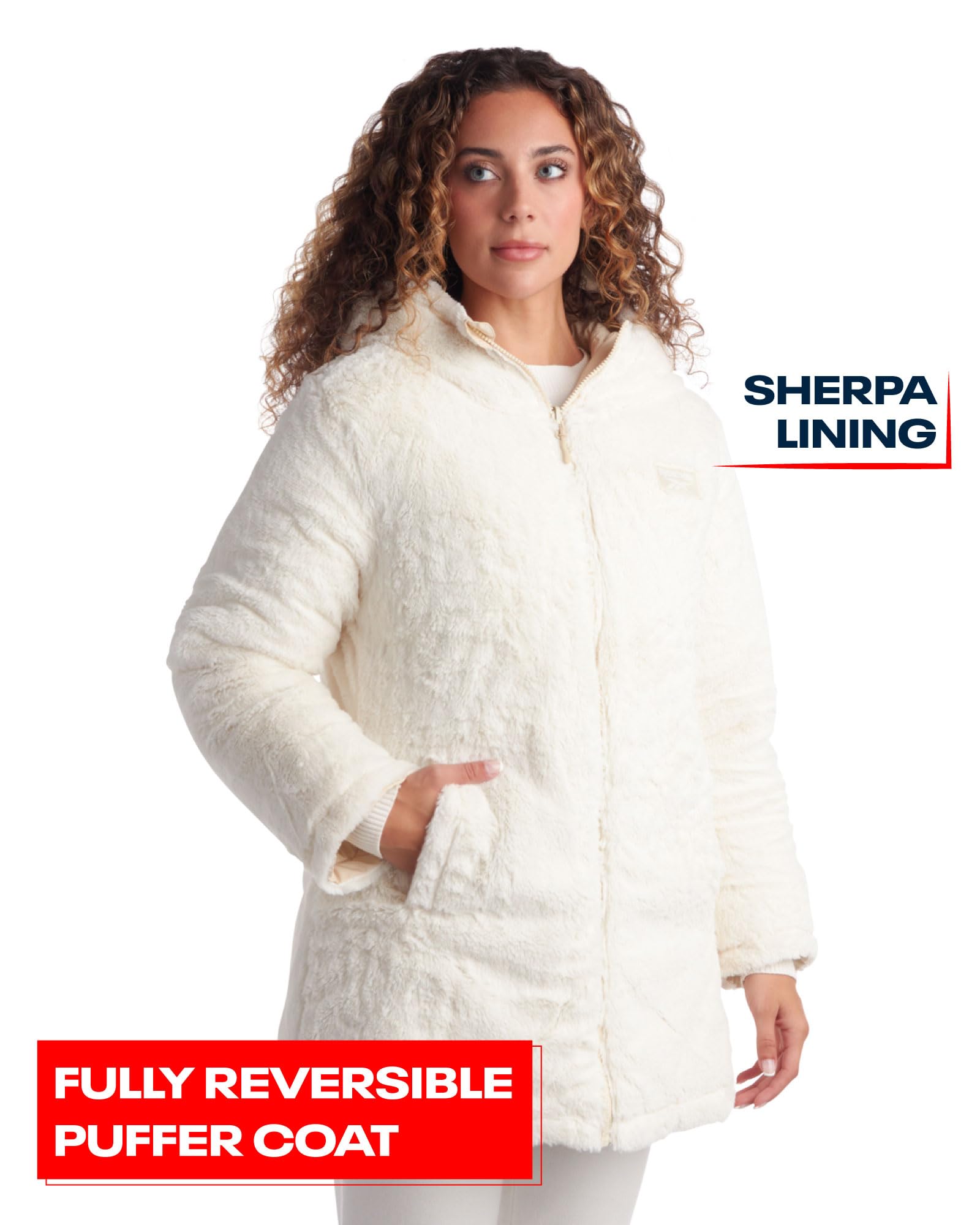 Reebok Women's Winter Jacket - Reversible Quilted Puffer with Sherpa Fleece Lining – Parka Coat for Women (S-3X, Plus Size), Size 3X, Black