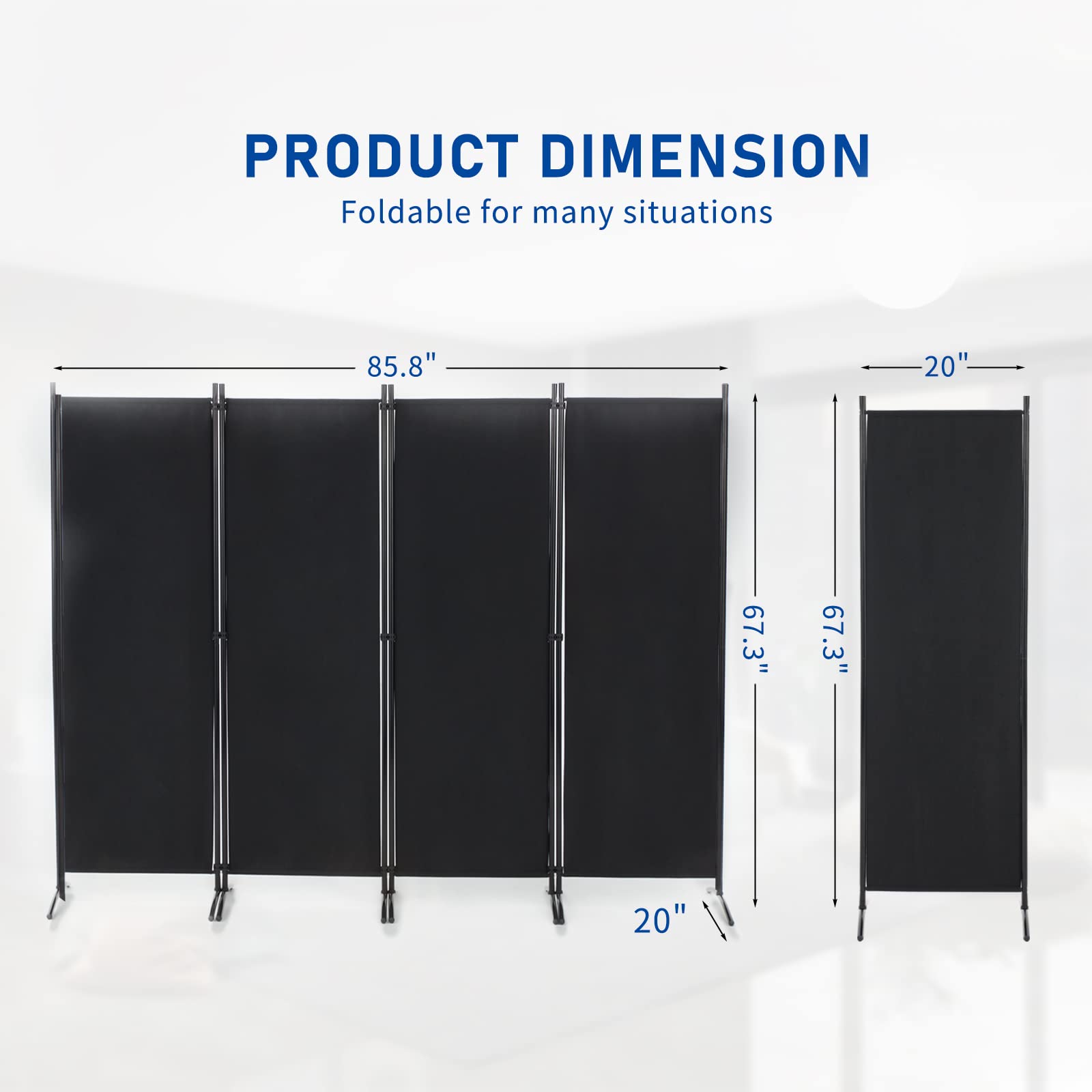 OUTGAVA 4 Panel Portable Room Divider Folding Partition Privacy Screen 5.6 FT Room Separator Freestanding Wall Divider for Office,Bedroom and Study (Beige)