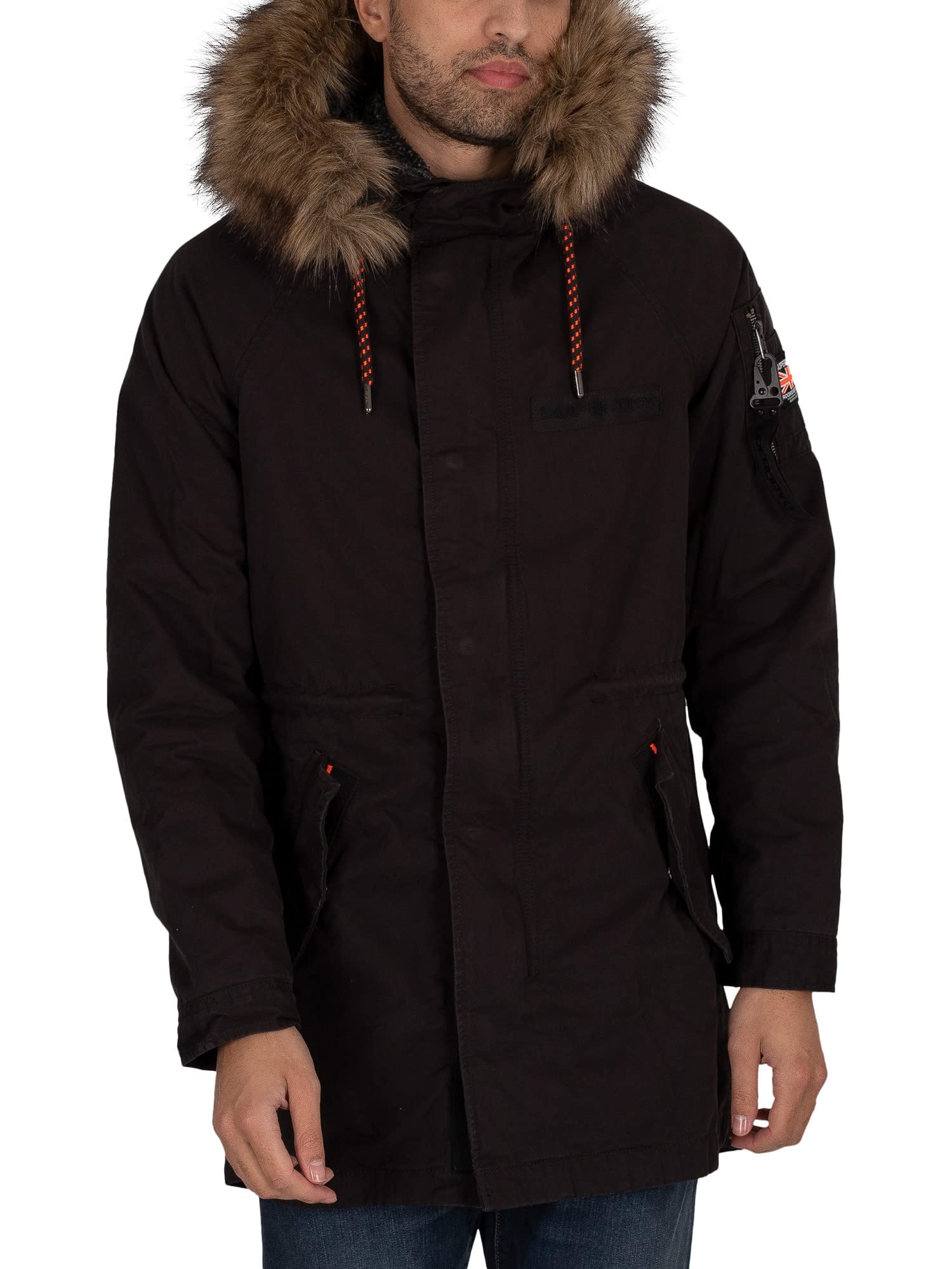 Superdry Mens Mountain Rookie Aviator Parka Jacket Furnace Black Size M