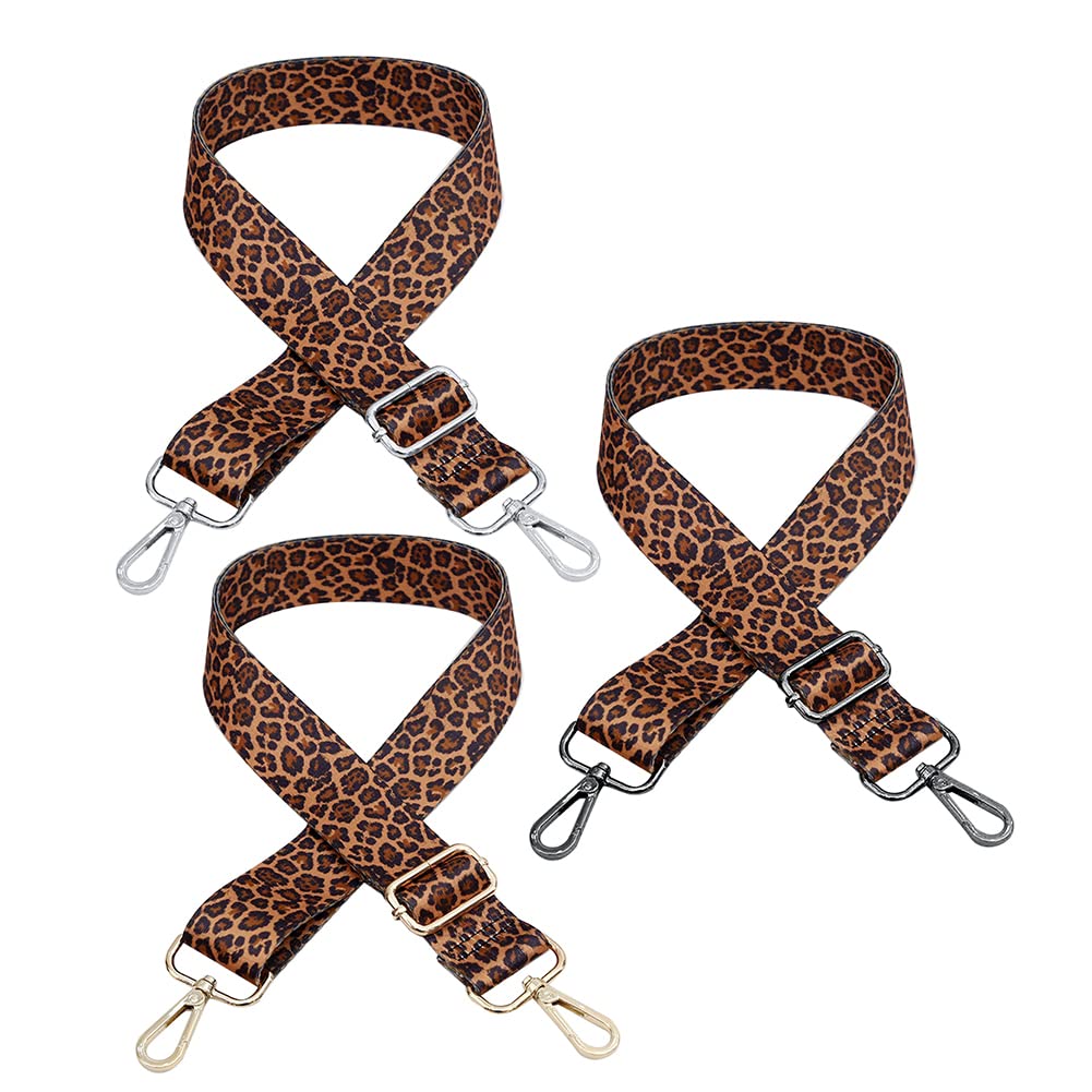 Zcargel Leopard Print Bag Straps, 3.8Cm Leopard Print Cross Straps Adjustable Length 80-140Cm Leopard Print Strap for Crossbody Canvas Bag Purse Handbag Guitar