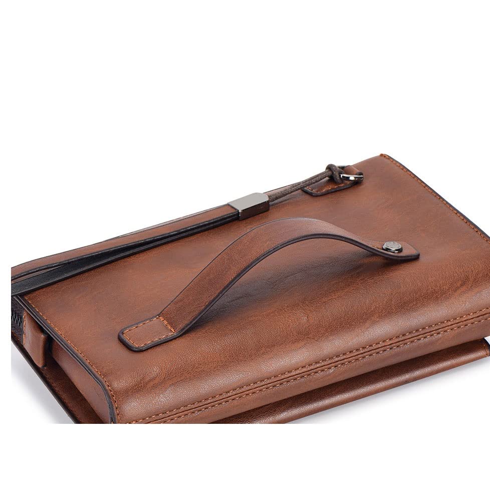 ZCMEB Men's Long Wallet Bank Card Holder Coin Purse Zipper Large Capacity PU Wallet Phone Bag