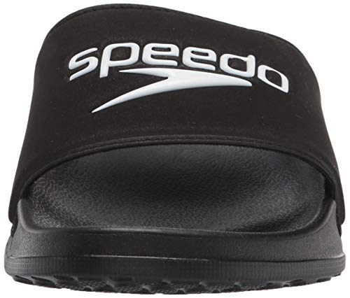 Speedo unisex adult Deck Slide Sandal, Black/White, 15 Women 13 Men US