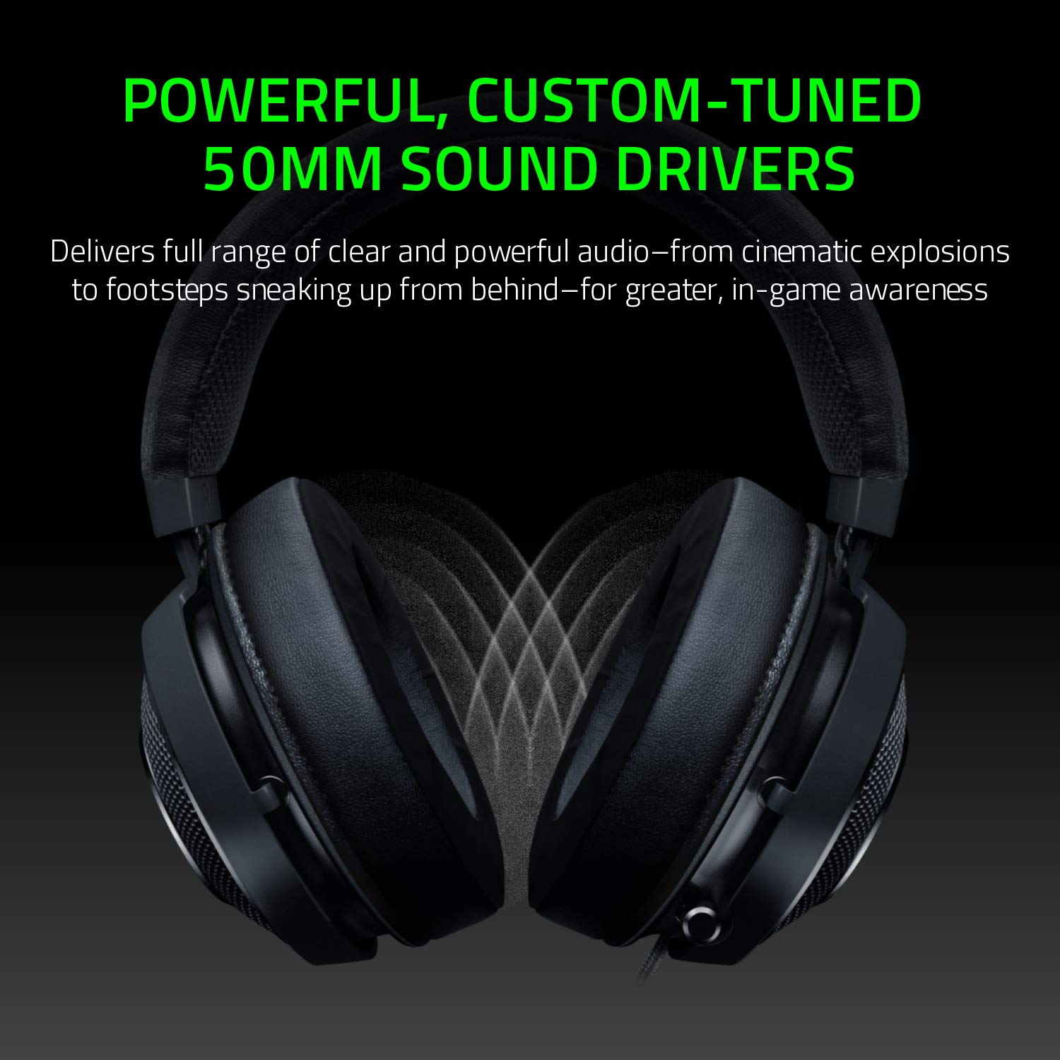Razer Kraken Tournament Edition THX 7.1 Surround Sound Gaming Headset: Retractable Noise Cancelling Mic - USB DAC - for PC, PS4, PS5 Nintendo Switch, Xbox One, Xbox Series X, & S, Mobile โ Green