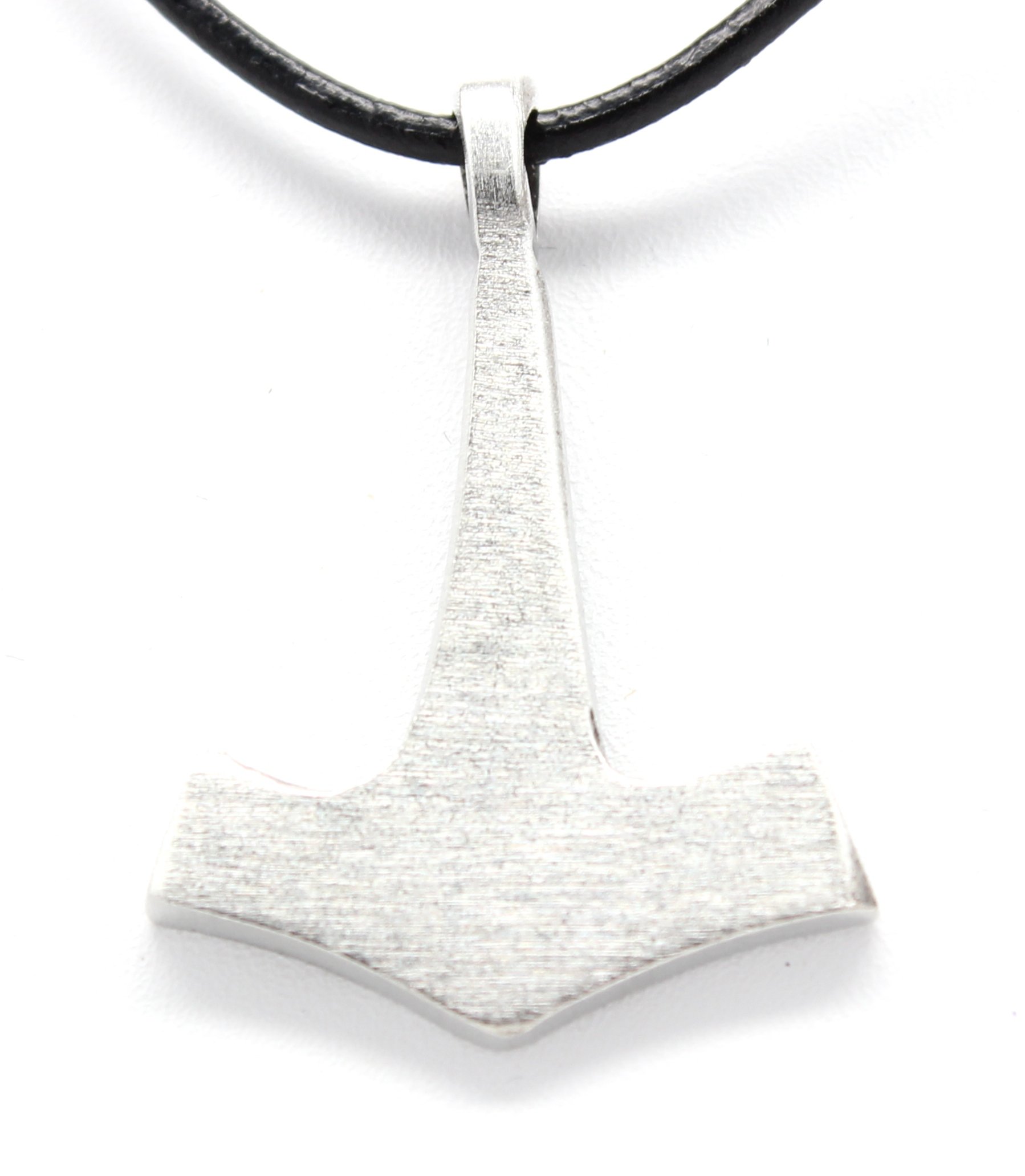 Pewter Thor's Hammer Runes Triquetra Mjolnir Pendant on Leather Necklace
