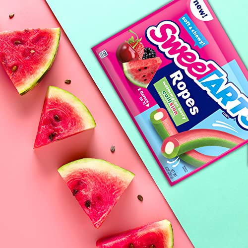 SweeTARTS Soft & Chewy Ropes Candy, Watermelon Berry Flavor, 9 Ounce
