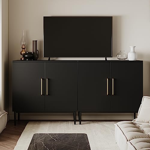 REHOOPEX Storage Buffet Cabinet, Accent Cabinet with Door, Modern Sideboard White Marble Pattern, Free Standing Cabinet, Wooden Gray Storage Cabinets for Bedroom, Kitchen, Office and Hallway