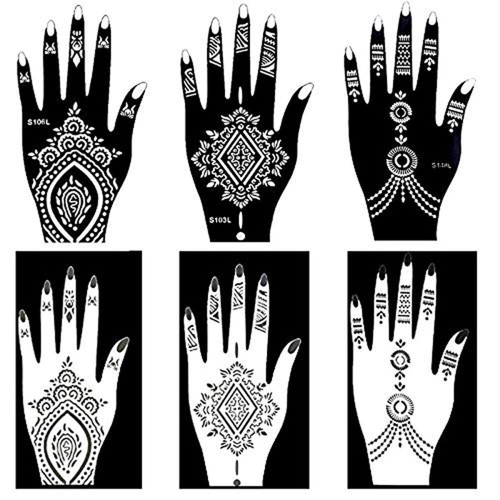 XMASIR Henna Tattoo Kit Stencils, 16 Sheets Temporary Reusable Tattoo Sets Indian Arabian Temporary Tattoo Templates Kit for Body Art Paint