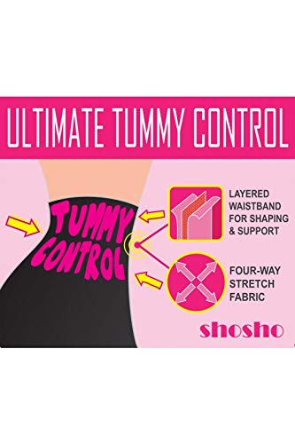 ShoSho Womens High Waist Biker Shorts Tummy Control Butt Sculpting Athleisure Bottoms Compression Shorts W/Phone Pockets Solid Black Medium