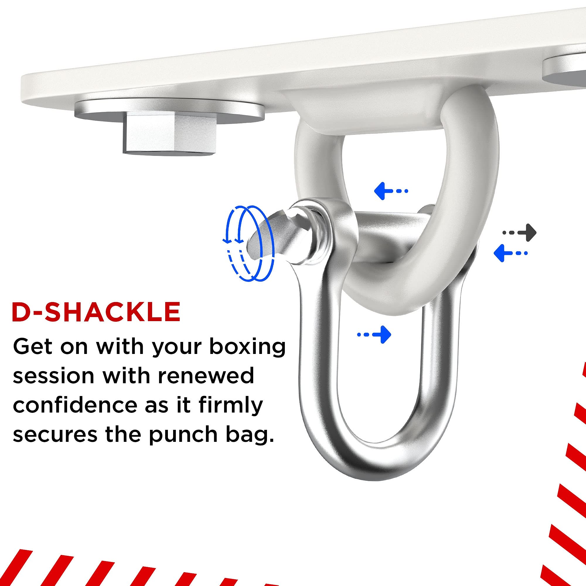 RDX 13CM Ceiling Bracket with D-Shackle, 5mm 18 Gauge Heavy Duty Hook with Bolts Wall Plugs, Punch Bag, Double end Speed Ball Hanging, Kickboxing Boxing MMA Muay Thai Training Hanger Mount, White