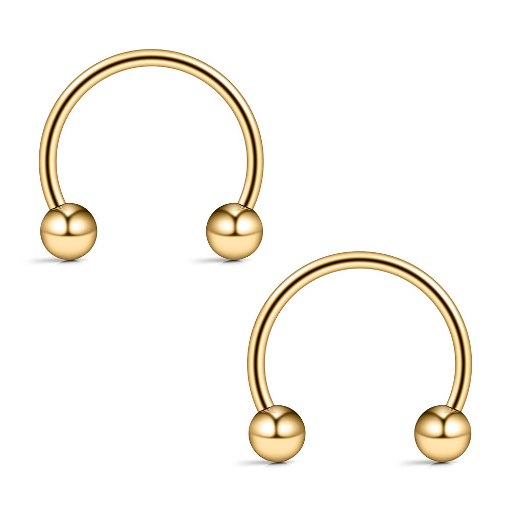 Ruifan 316L Surgical Steel CBR Horseshoe Circular Rings Nose Eyebrow Tragus Lip Ear Hoop Ring Piercing 20G 10MM 12PCS (Mix Color)