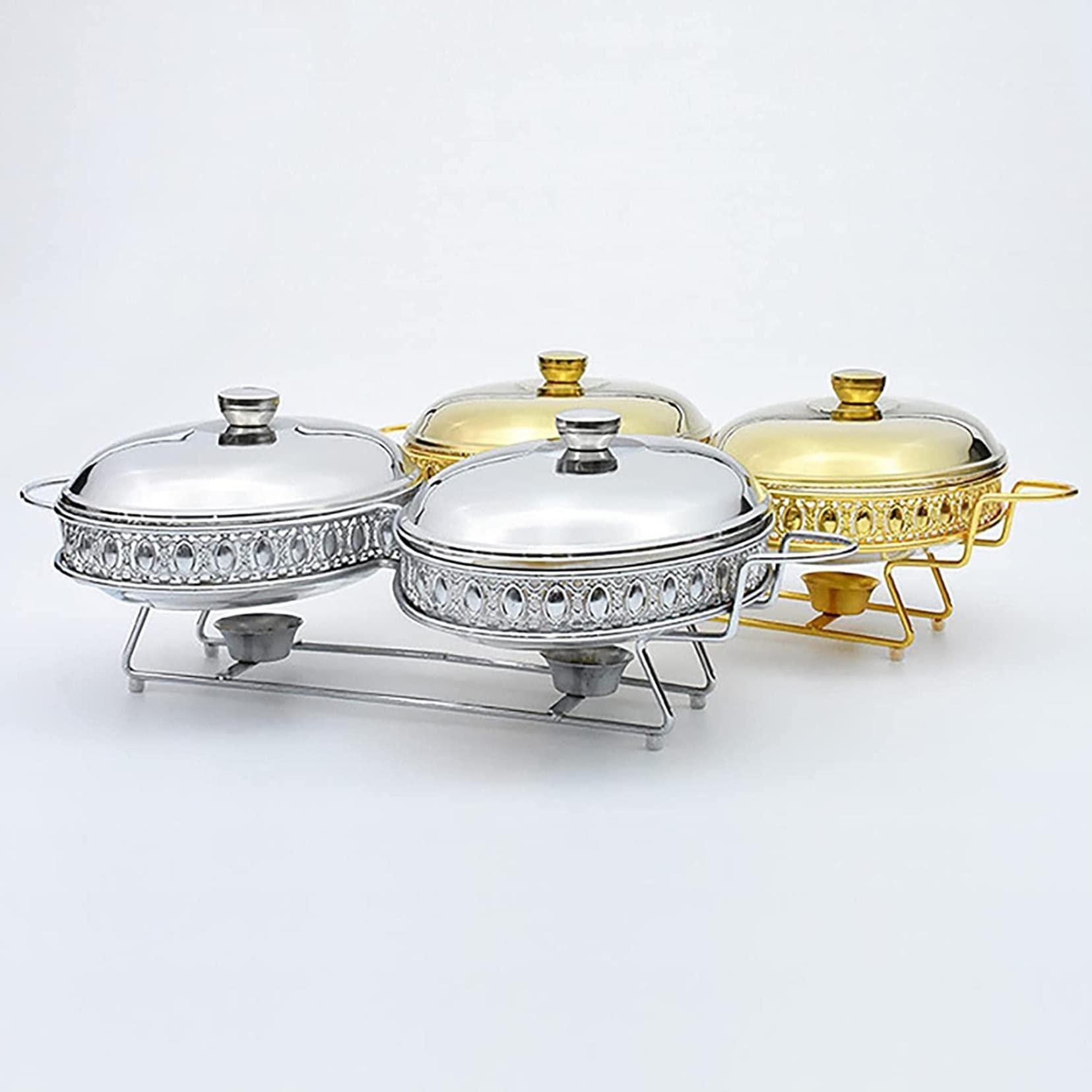 UZOURI 3 Quart Stainless Steel Chafing Dish Buffet Set, Chafer Set with Lid, Food Warmer for Parties Kitchen Banquet Dining,Silver (Gold)