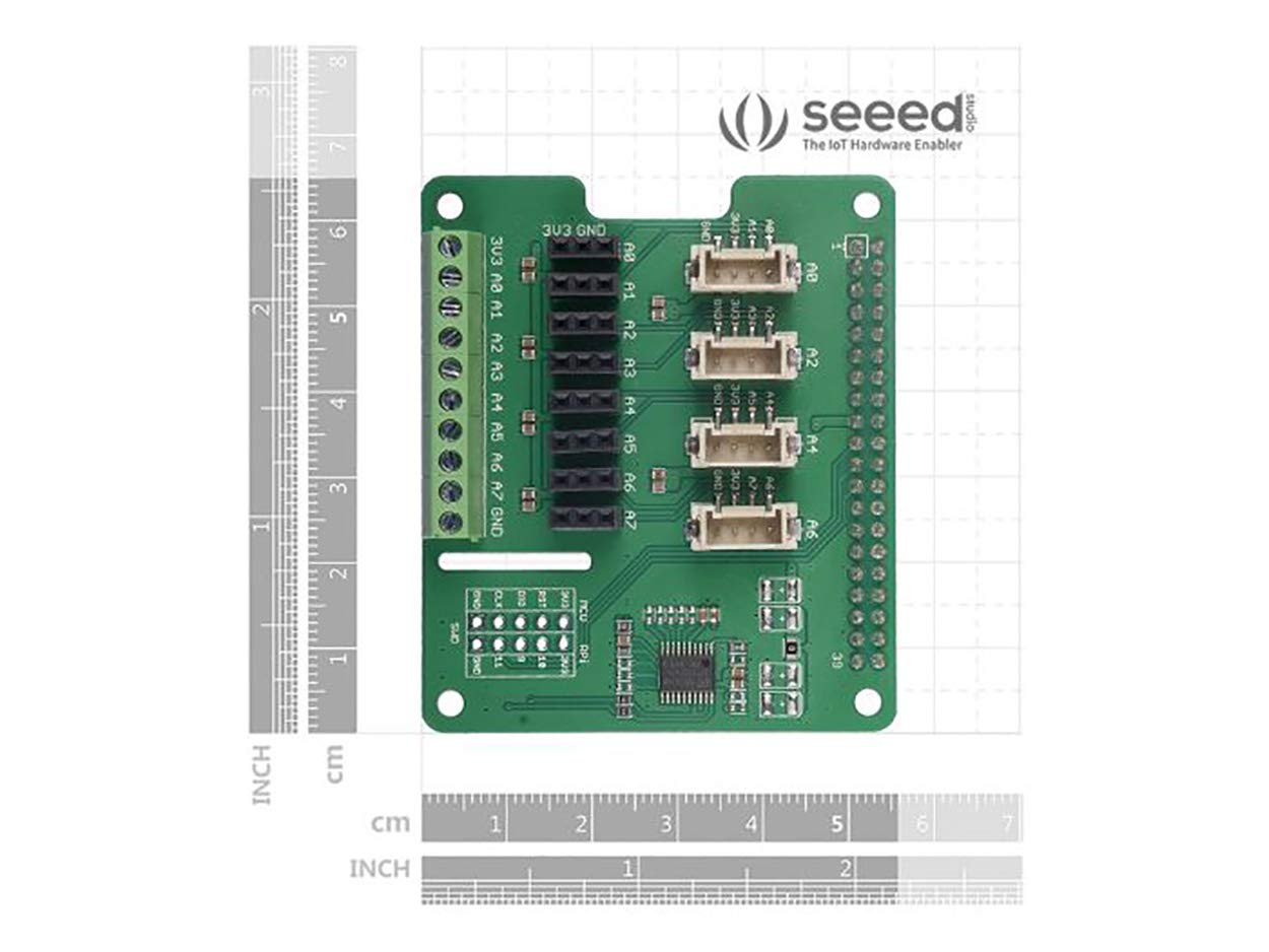 Seeed Studio 8-Channel 12-Bit Analog-to-Digital Converter with Built-in ADC Based on STM32F030 with Analog Grove Connector for for Raspberry Pi