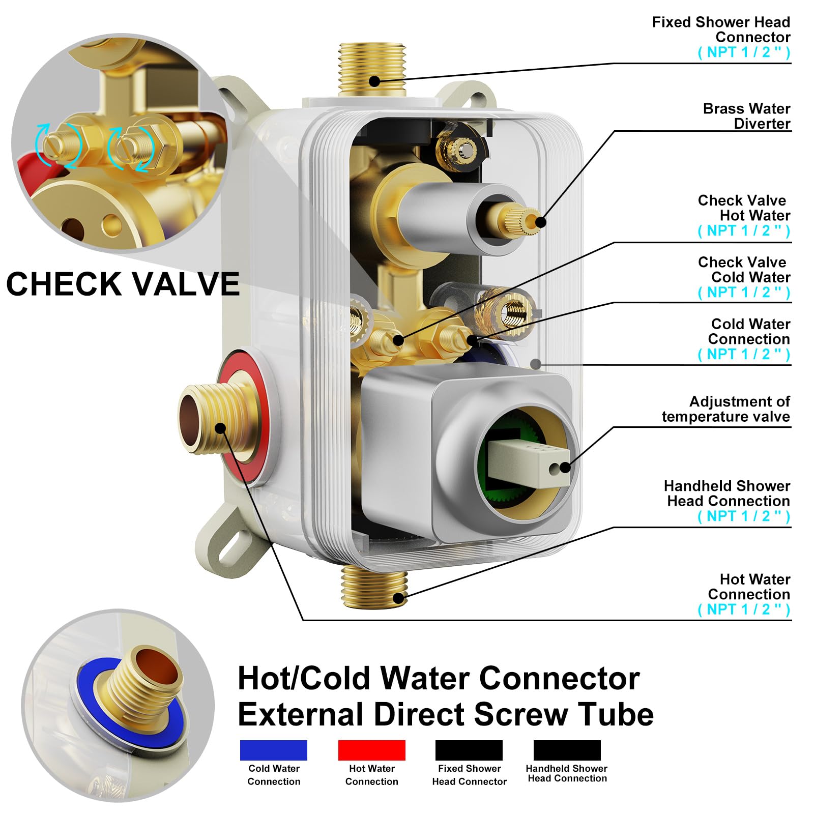 Shower System Modern Rain 12 inches Brass Shower Faucet Set With Valve and Diverter Shower Mixer With Handheld High Pressure Square Rainfall Shower Rough-in Valve (12ββ, Brushed Nickel)