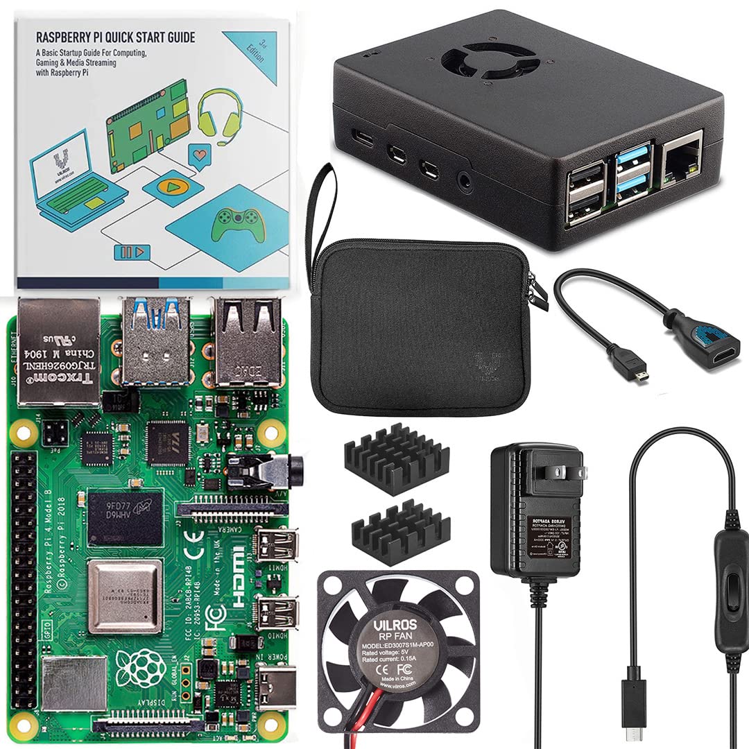 Vilros Raspberry Pi 4 8GB Basic Starter Kit with Fan Cooled Heavy Duty Aluminum Alloy Case (Silver)