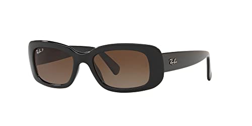 Ray-Ban Women's RB4122 Rectangular Sunglasses, Black/Polarized Grey Gradient, 50 mm