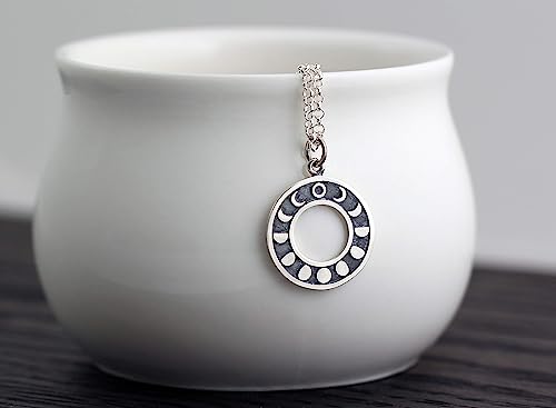 Two Cups Sterling Silver Moon Phase Necklace Sterling Silver Chain