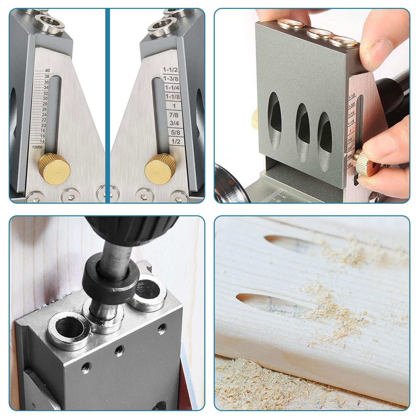 Seekelf Pocket Hole Jig Kit,Professional Dowel Jig Kit Woodworking Tools,Wood Hole Jig System Kit