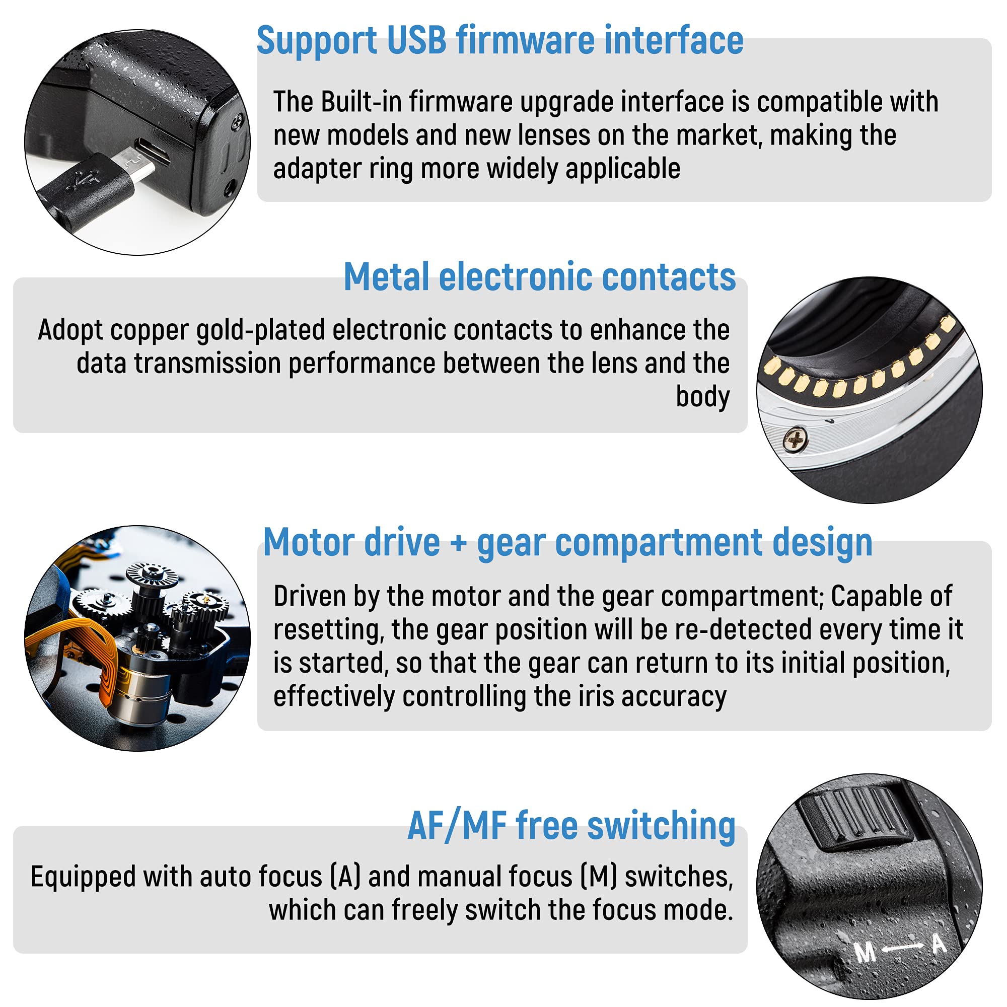 VILTROX NF-M1 Auto Focus Lens Converter Ring, Camera Lens Mount Adapter Compatible with Nikon F-Mount AF AF-S AF-P AF-I Lens to M4/3 Mount Camera(Olympus/BMPCC)