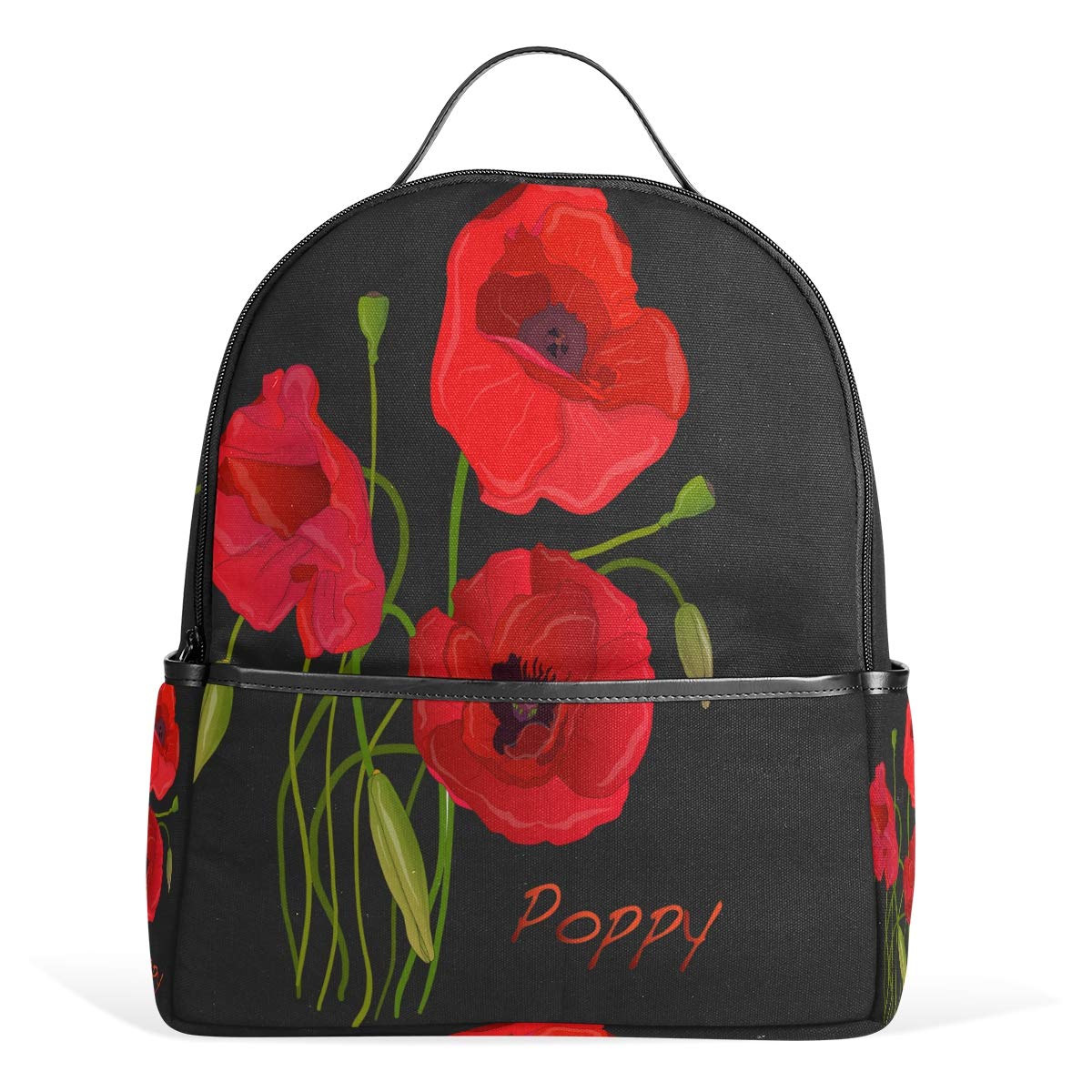 Vintage Poppy Flower Backpack School Travel Bag Casual Polyester Daypack Bookbag Waterproof Backpack Purse for Teen Girls Women Kids College Work Outdoor