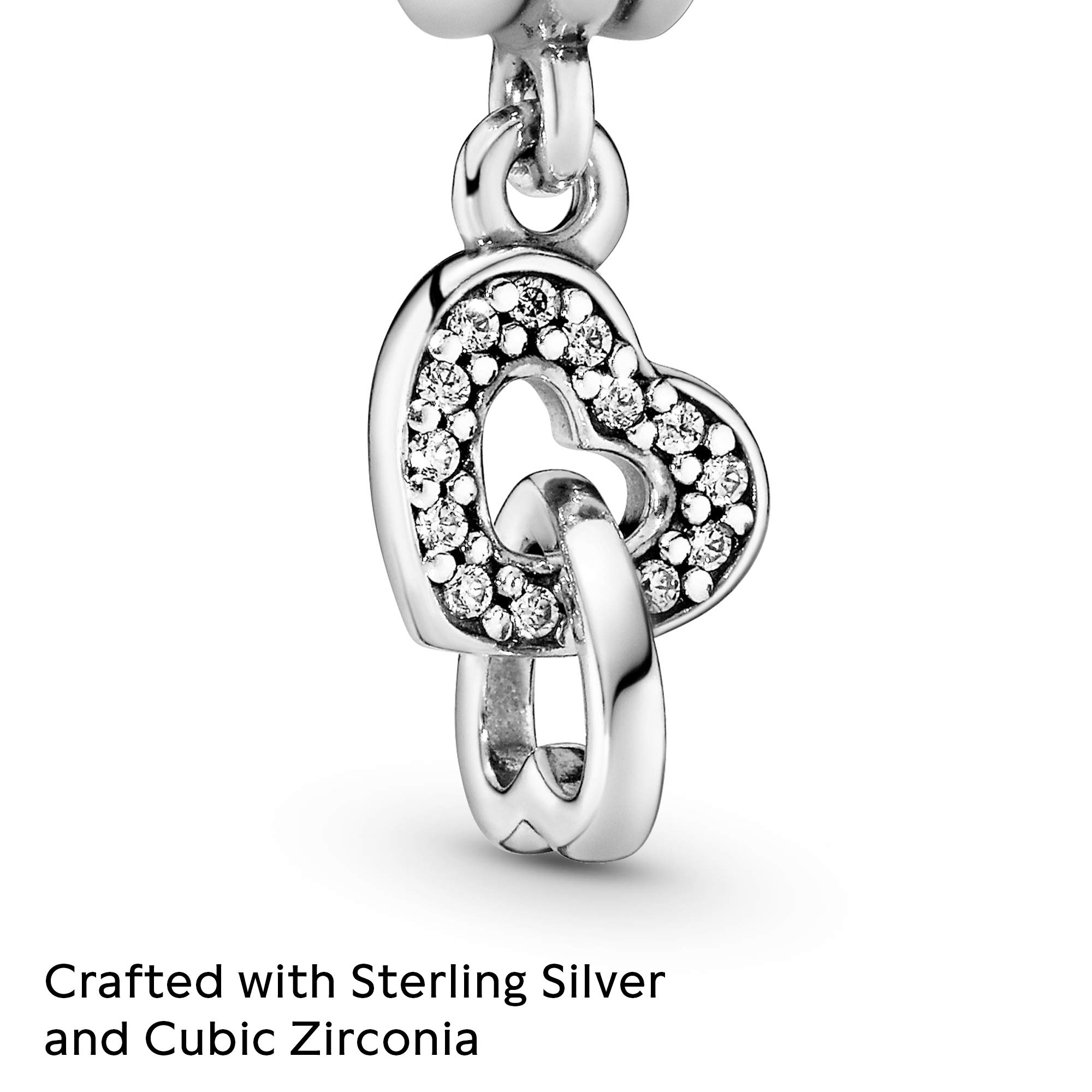 Pandora Interlocking Hearts Dangle Charm - Compatible Moments - Stunning Women's Jewelry - Made with Sterling Silver & Cubic Zirconia