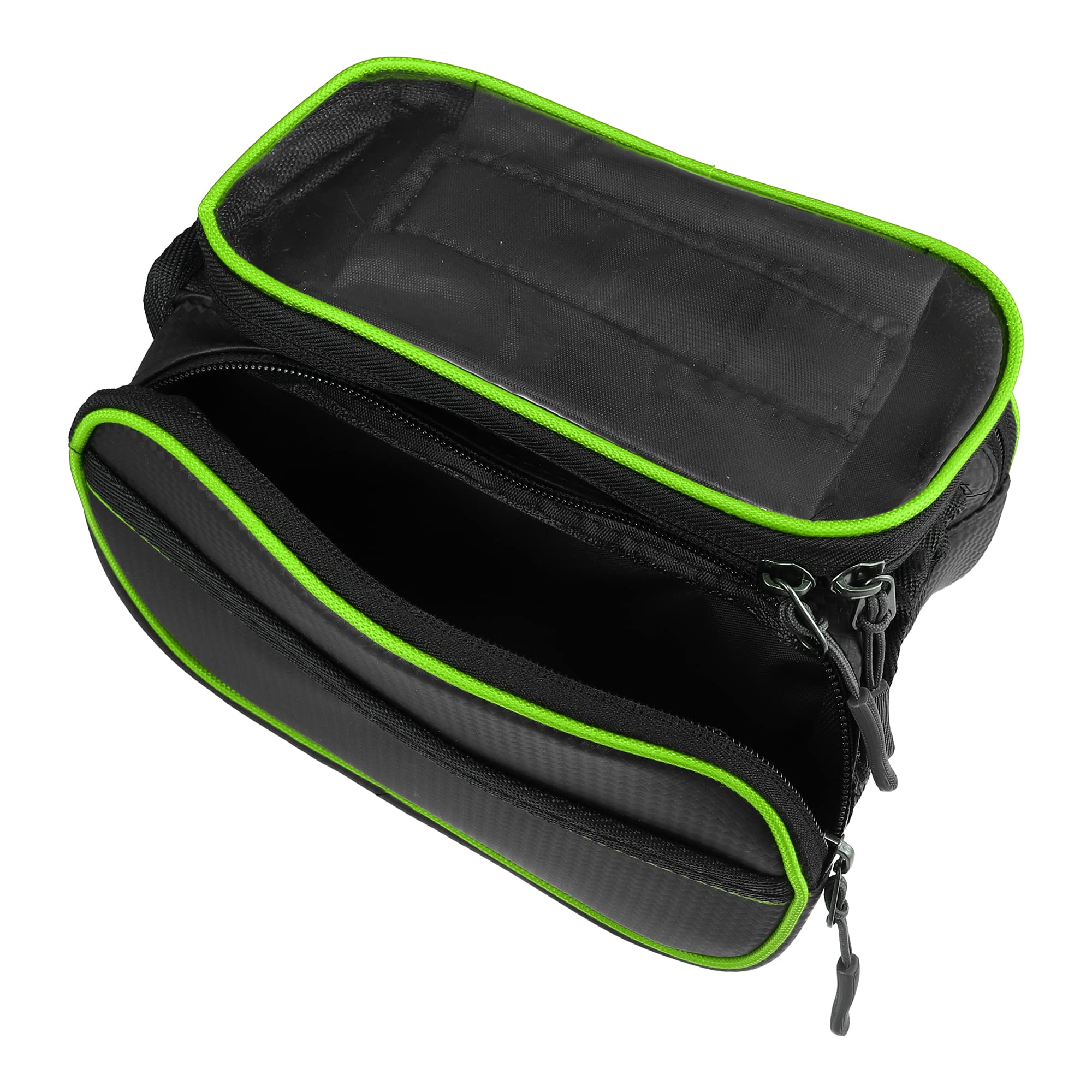 X AUTOHAUX Bike Front Frame Pouch Bag with 6.2-inch Touch Screen Phone Holder Waterproof Bicycle Storage Bag for Road Mountain Bikes Green