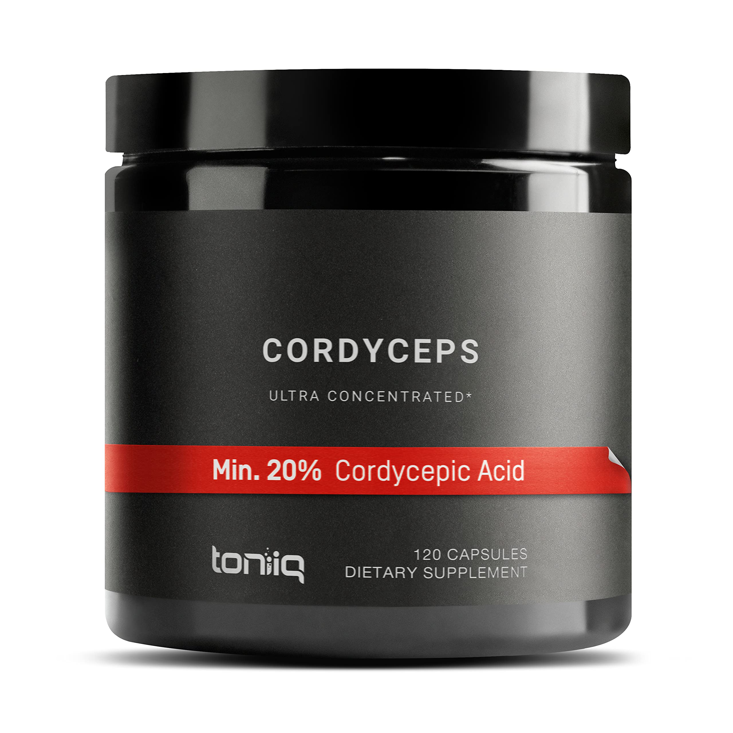Toniiq 20% Cordycepic Acid Cordyceps Sinensis Capsules - 1300 mg CS-4 Strain - 40% Polysaccharides - Highly Concentrated and Bioavailable - 120 Veggie Capsules