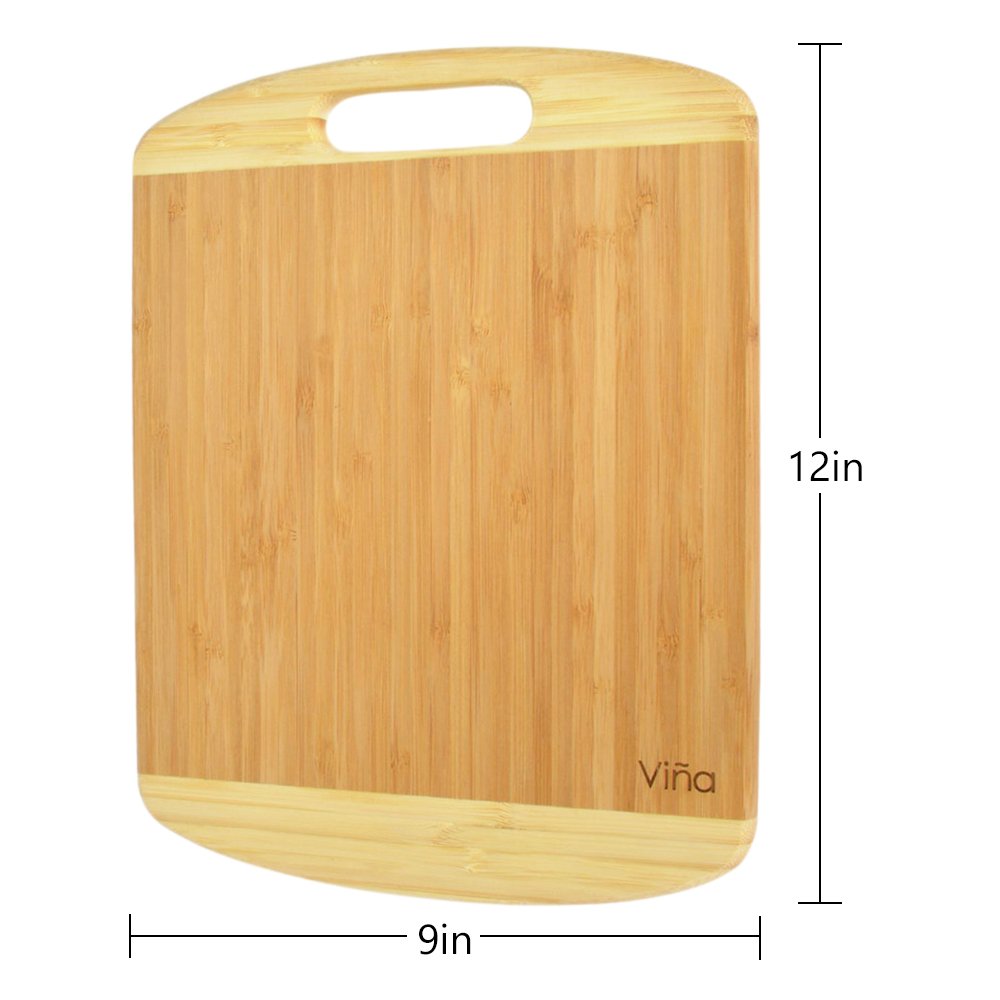 Vina Bamboo Cutting Board β Medium 12" x 9" Kitchen Chopping board with one handle, Eco-friendly