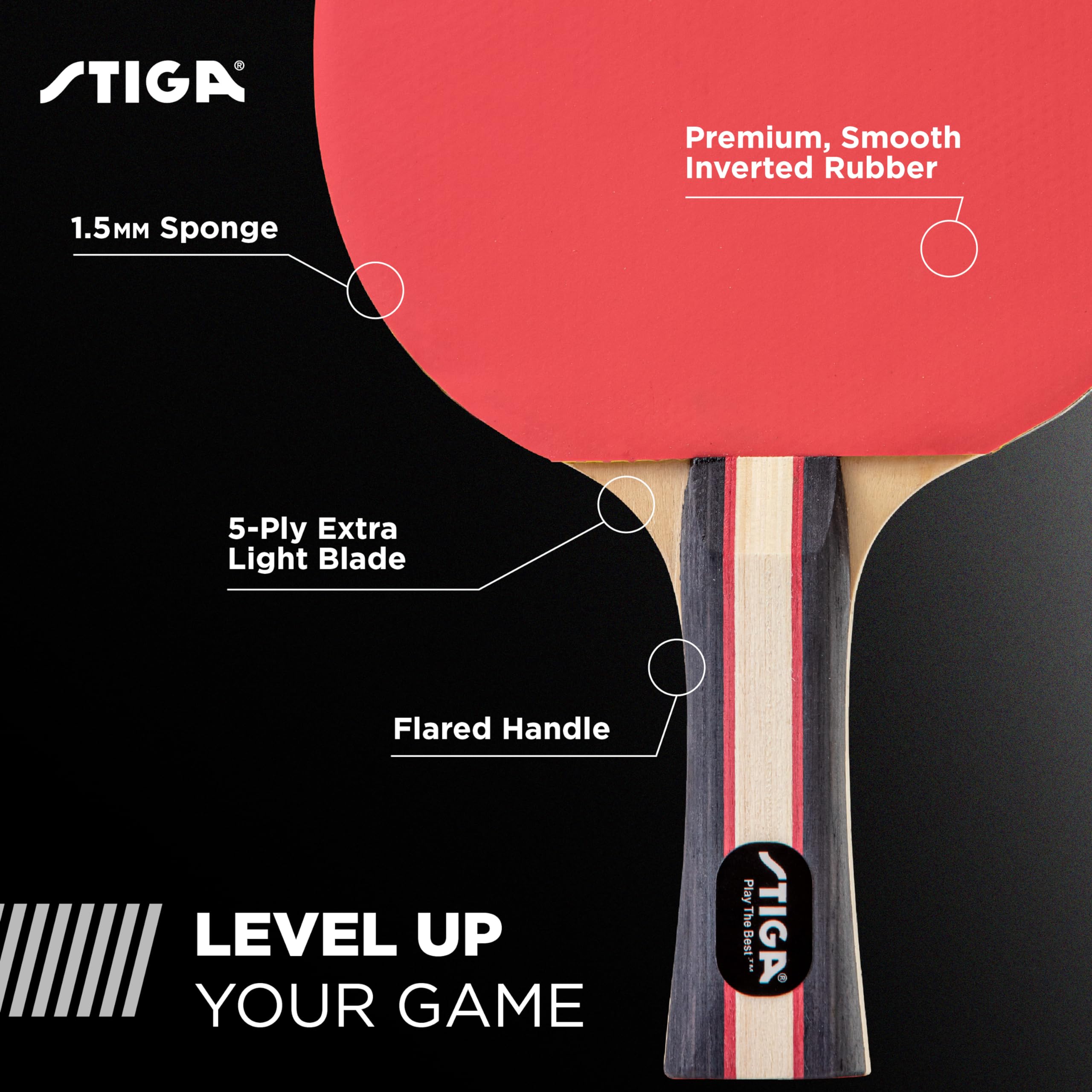 STIGA Performance 4 Player Ping Pong Paddle Set of 4 β Table Tennis Rackets, 6 β 3 Star Orange and White Balls