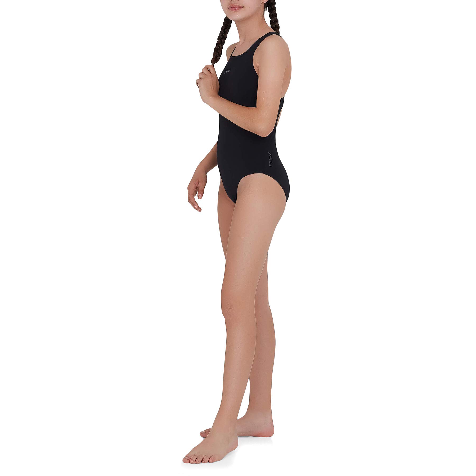 Speedo Essential Endurance+ Medalist Girls Swimsuit Age 7-8 Black