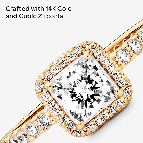 Pandora Jewelry Timeless Elegance Cubic Zirconia Ring in Gold 14K, Size 9