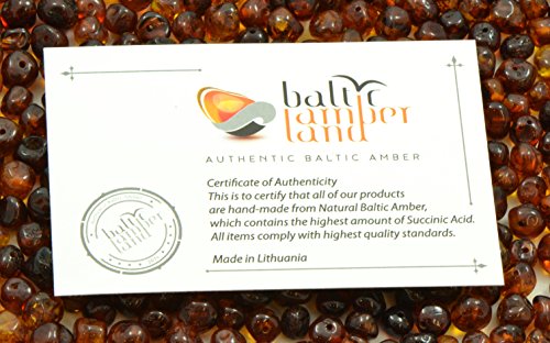 Raw Amber Necklace for Adults - Lemon Color - 17.7 Inches - Baltic Amber Land - Hand-made From Unpolished / Certified Baltic Amber Beads - Knotted - Screw Clasp (Lemon)
