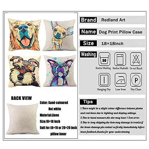 Redland Art Cute Pet Golden Retriever Dog Pattern Linen Throw Pillow Covers Car Sofa Cushion Cover Pillowcases Home Decor 18"x18" Inch 45 cm