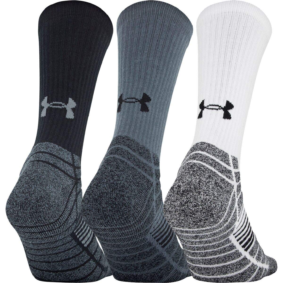 Under Armour Elevate Performance Crew Sock - 3-Pack - Men's Pitch Gray/Asst, 4.0-8.0