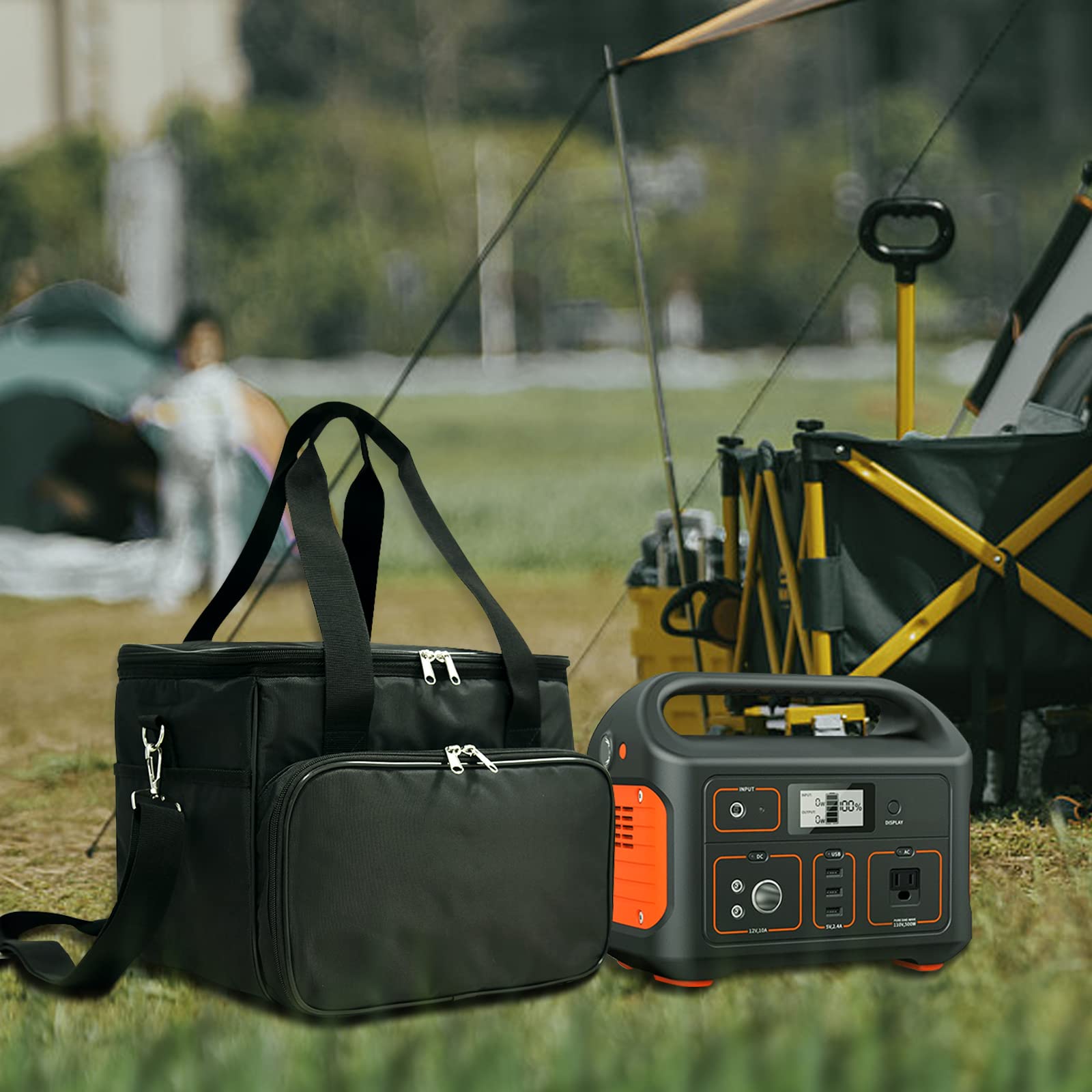 YCTechCam Carrying Case Bag Compatible with Jackery Explorer 500, Portable Power Station Storage Bag with Waterproof, Multiple Pockets for Charging Cable and Accessories