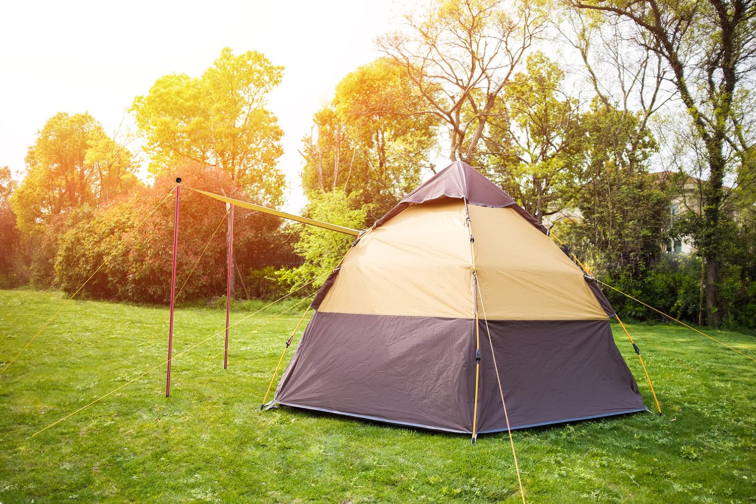 Sutekus Aluminum Rod Tent Poles Kit Rod Replacement Accessories 5 Section Multifunction Tarp Poles for Camping Shelters Canopy Support 2 Poles (Red)
