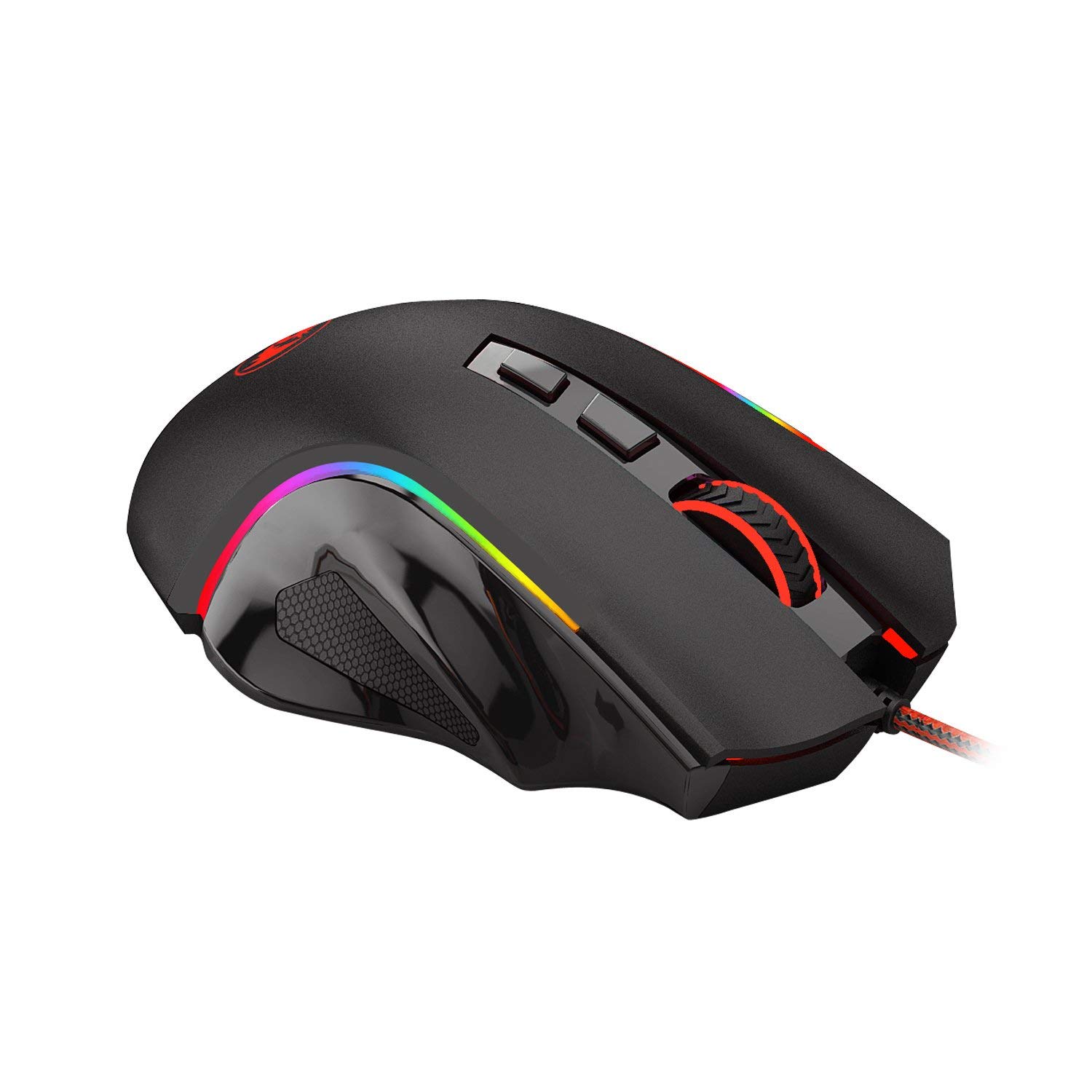Redragon M602 Wired Gaming Mouse, RGB Spectrum Backlit Ergonomic Mouse, Programmable with 7 backlight modes up to 7200 DPI for Windows PC Gamers - Black (Renewed)