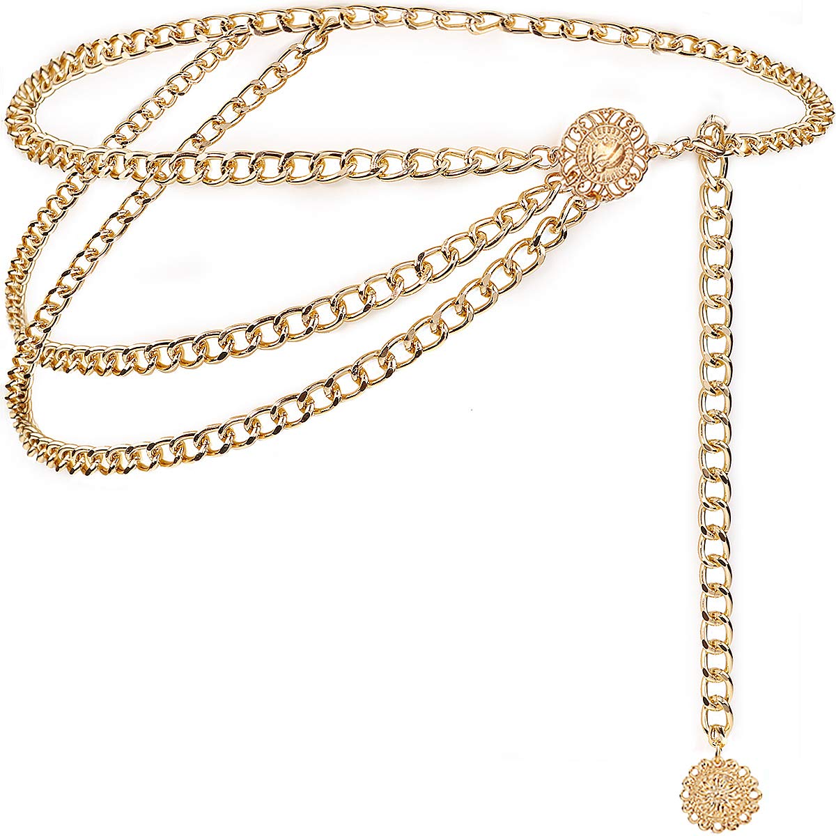 Suyi Gold Chain Belts for Women Waist Chain Belt Multilayer Body Belly Chain Plus Size 130CM Gold