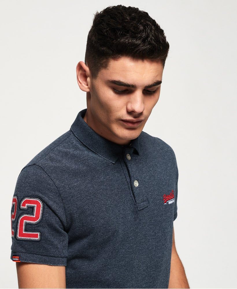 Superdry Mens Classic Pique Short Sleeve Polo Shirt Creek Navy Grindle Size XXL