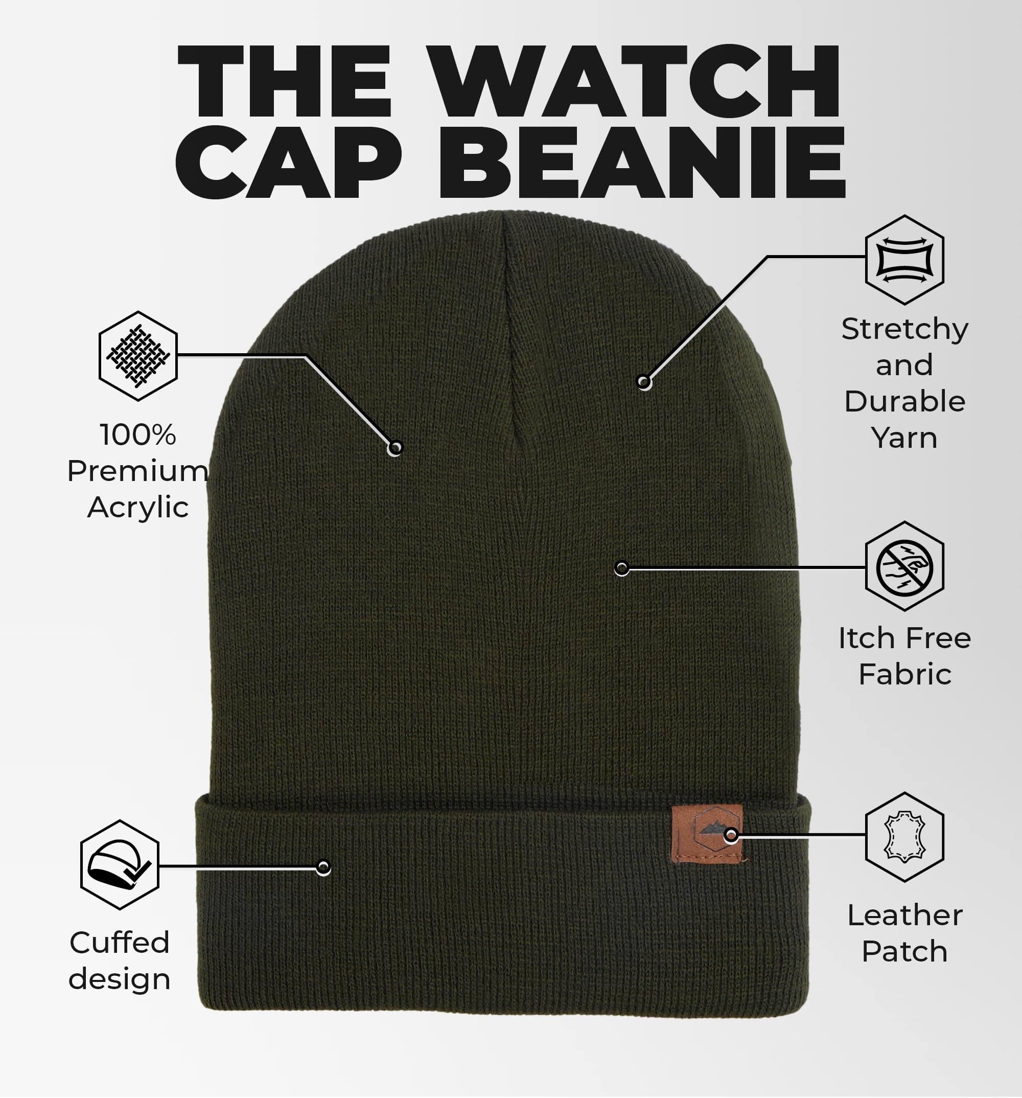 Tough Headwear Cuffed Beanie Hats for Men - Winter Beanies for Women - Toboggan Hat - Mens Winter Knit Hat - Stocking Cap
