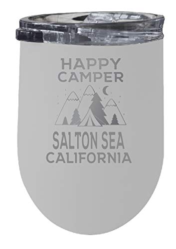 Salton Sea California Souvenir 12 oz White Laser Etched Insulated Wine Stainless Steel Tumbler