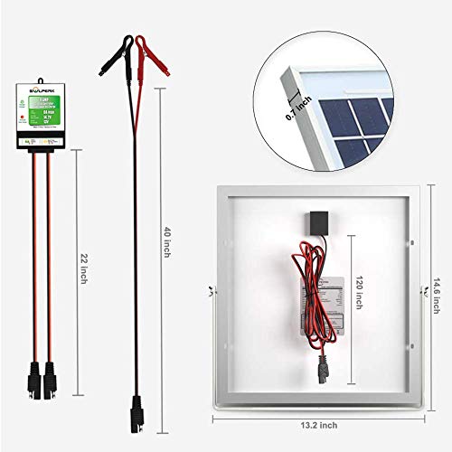 SOLPERK 20W Solar Panel,12V Solar Panel Charger Kit+8A Controller, Suitable for Automotive, Motorcycle, Boat, ATV, Marine, RV, Trailer, Powersports, Snowmobile etc. Various 12V batteries. (20W Solar