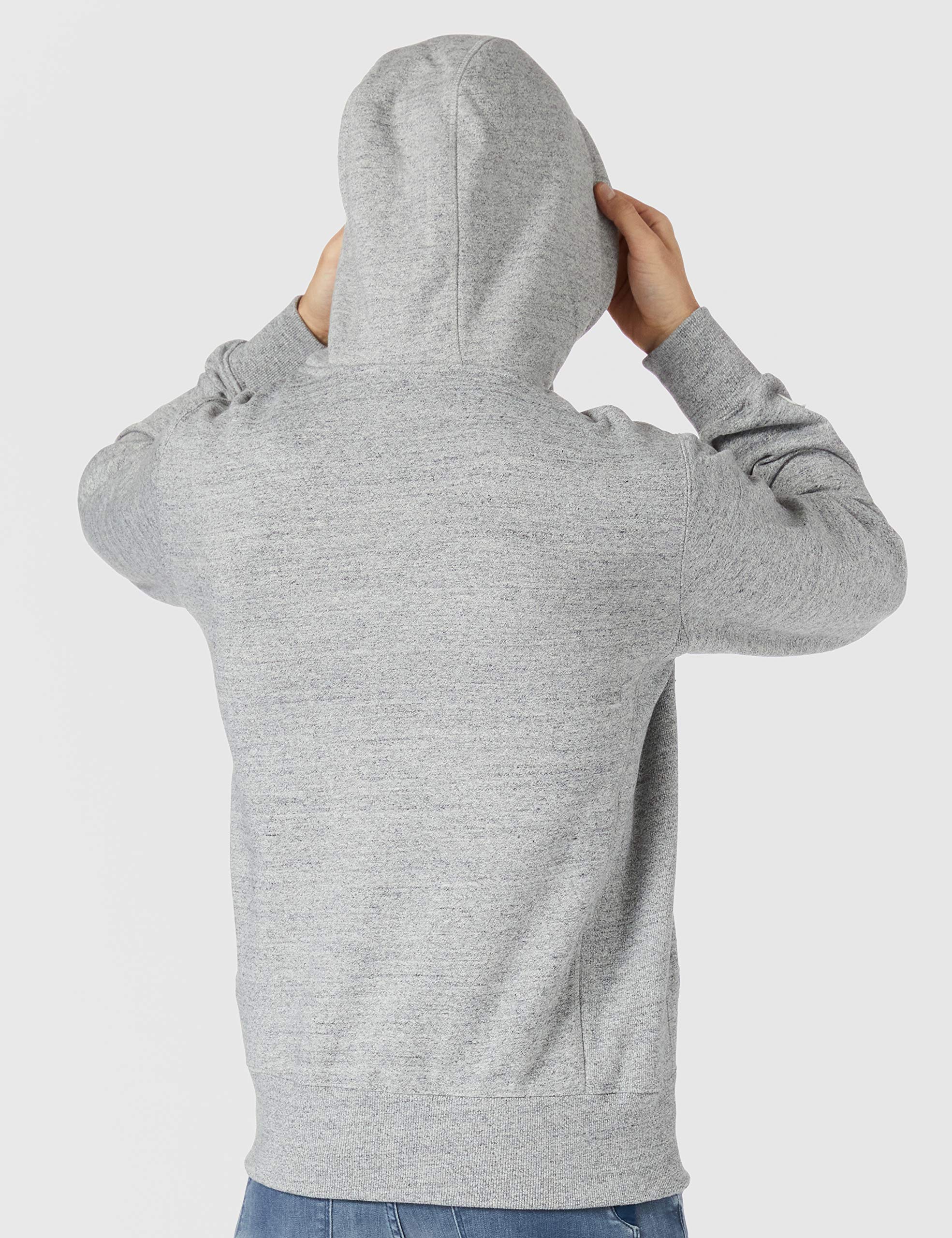 Superdry Mens Sportstyle Applique Hoodie, Relaxed Fit Grey Slub Grindle Size M