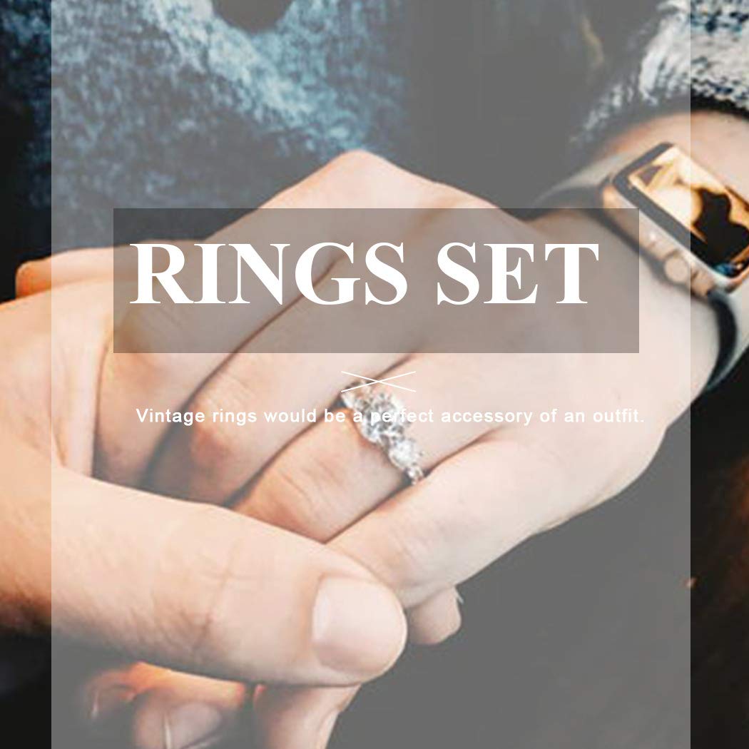 Simsly Vintage Knuckle Ring Stackable Silver Joint Nail Ring Crystal Knuckle Rings Set for Women and Girls(15PCS (Boho) (Set-1)