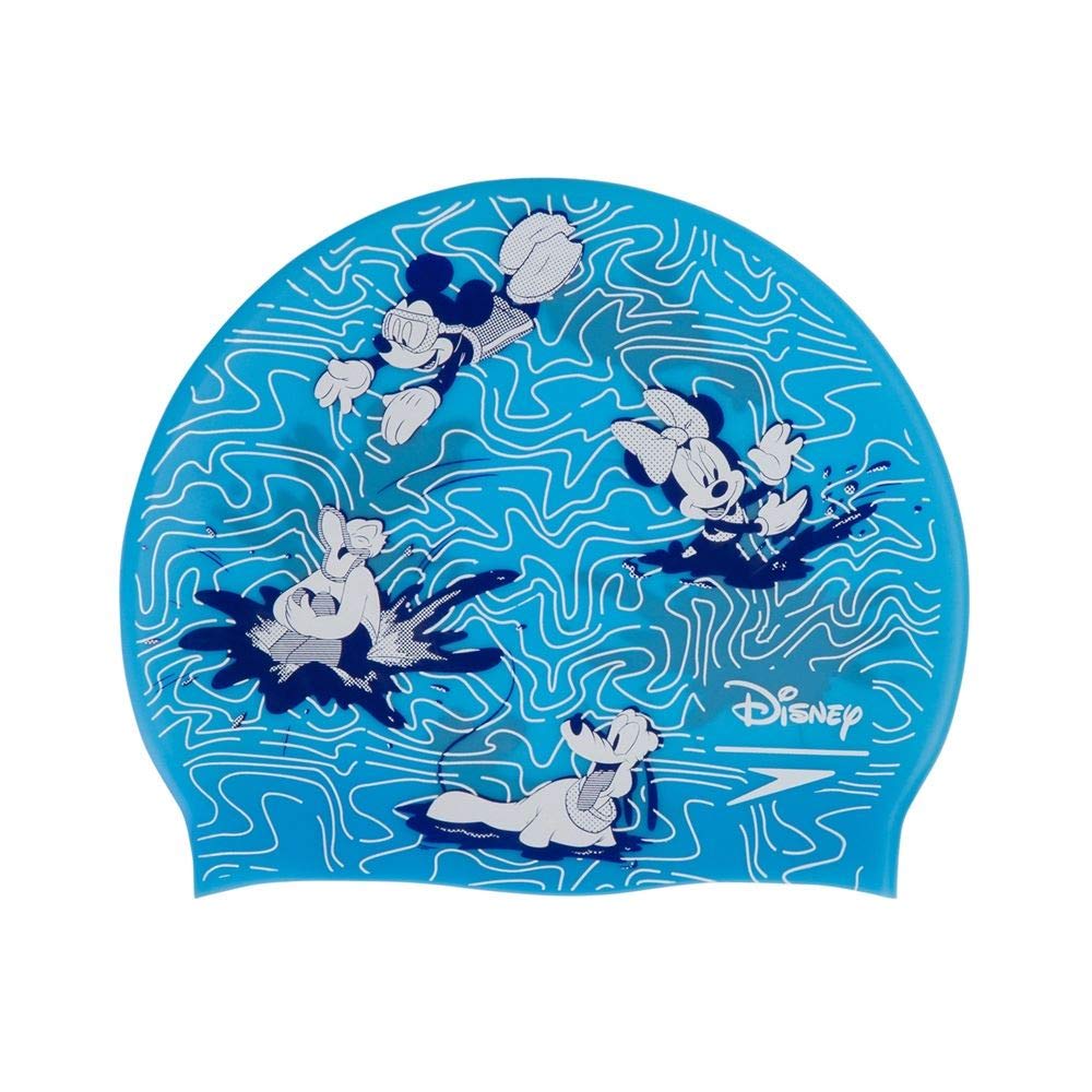 Speedo Unisex-Youth Disney Junior Print Cap Mickey Swimming, Japan Blue/Ultrasonic/White, One Size