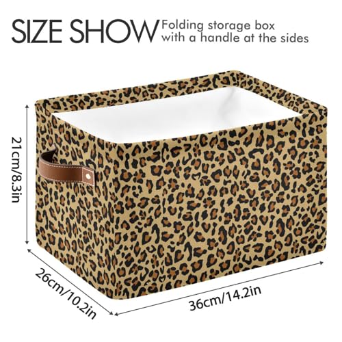 Yellow Camouflage Leopard Storage Basket Bins Foldable Decorative Storage Box Laundry Hamper Baskte Storage for Home Boys Girls Office Closet Shelf Nursery Baskets,2 pcs